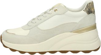 Geox Spherica Ec13 Damen-Sneaker Low-Cut mit bequemem Keilabsatz wei&szlig; D45WAA 022FU C1209, Wei&szlig;, 37 EU