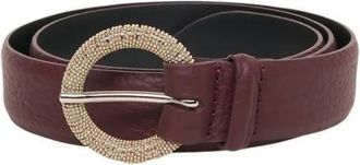 Orciani G&uuml;rtel - Burgundy Grained Leather Belt - Gr. 85 - in Grau - f&uuml;r Damen