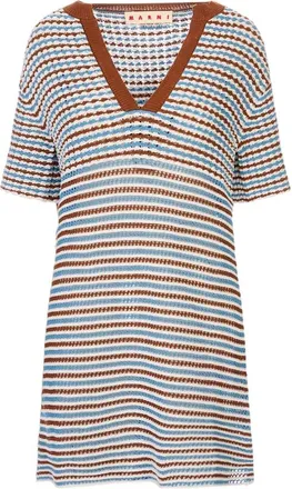 Marni Femme, Robes, Multicolore, Taille: 36 FR Mini-robe ray&eacute;e au crochet