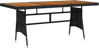 vidaXL Gartentisch Schwarz 160x70x72cm Poly Rattan & Massivholz Akazie - Vidaxl