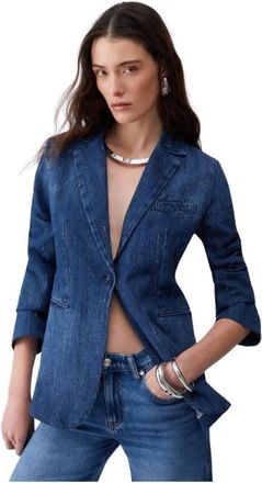 Liu Jo Femme, Vestes, Bleu, Taille: 42 FR Blazer en denim avec strass