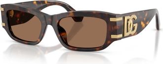 Dolce & Gabbana Lunettes de soleil rectangulaires - Femme - Accessoires - Brun - Taille: 53 MM