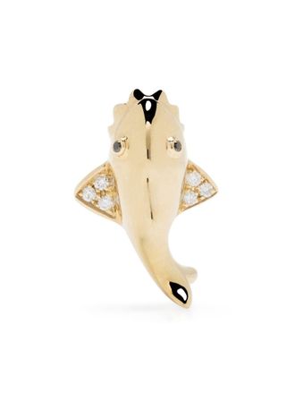Yvonne L&eacute;on 9kt Gelbgoldcreole mit Diamanten