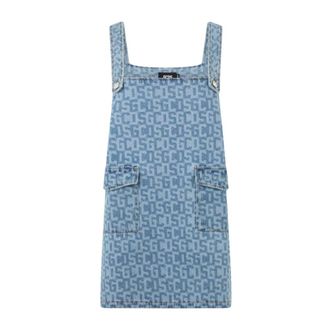 GCDS Monogram Print Denim Mini Dress - - Dresses - Damen - Blau - S