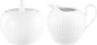 SELTMANN WEIDEN Amina Milch- & Zucker-Set 2-teilig (gro&szlig;) | Milchk&auml;nnchen (290 ml) und Zuckerdose (290 ml) | Serviergeschirr mit feinem Reliefmuster | Porzellan, Sp&uuml;l