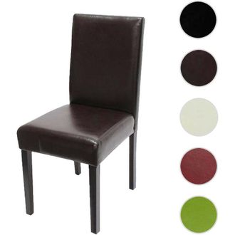Mendler Chaise de salle &agrave; manger Littau, chaise de cuisine, similicuir - gris mat, pieds clairs