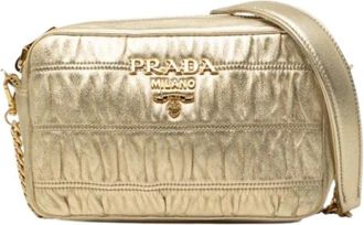 Prada Pre-owned Sac bandouli&egrave;re en cuir pliss&eacute; - Femme - Pre-owned - Jaune - Taille: ONE Size