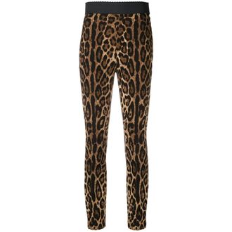 Dolce & Gabbana Femme, Pantalons, Brun, Taille: 38 FR Legging imprim&eacute; en jersey
