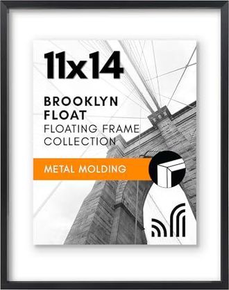 Americanflat Schwebender Aluminium-Bilderrahmen mit bruchfestem Glas, 28 x 35 cm, Verwendung als 28 x 35 cm Bilderrahmen oder 20,3 x 25,4 cm großer Bilderrahmen - 