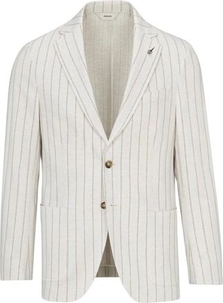 Paoloni Homme, Vestes, Beige, Taille: XS Veste Jersey &agrave; Rayures Non Doubl&eacute;e