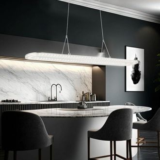 Globo Lighting Hängelampe Pendelleuchte Esstischleuchte led Deckenleuchte chrom, Metall Acryl, 1x led 18W 1260lm 3000K, HxBxT 120x80x15 cm