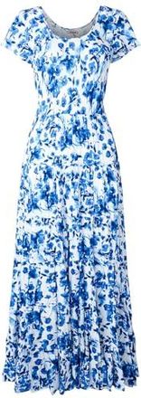 Joe Browns Floral Print Full Skirt Crinkle Maxi Dress Robe, Bleu, 40 Femme
