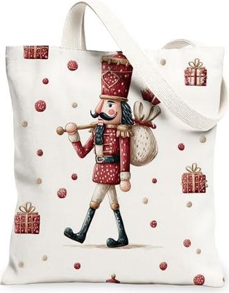 Generic Sacs fourre-tout en toile motif casse-noisette, sacs d&eacute;picerie r&eacute;utilisables, mignons, l&eacute;gers et lavables avec bandouli&egrave;re pour lext&eacute;rieur, voyage, 33