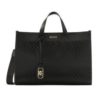 Kazar Gro&szlig;e Handtasche aus Stoff und Naturleder - - Bags - Damen - Schwarzk - ONE SIZE