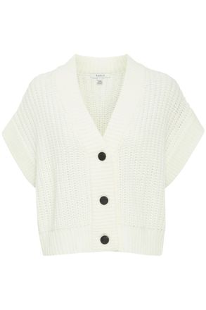 b.young BYOTINKA Damen Weste Strickweste Cardigan mit Kn&ouml;pfen V-Ausschnitt Rippb&uuml;ndchen Oversize, Gr&ouml;&szlig;e:M, Farbe:Marshmallow (114300)