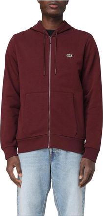 Lacoste Homme, Sweatshirts et sweats &agrave; capuche, Rouge, Taille: M Sweat &agrave; capuche zipp&eacute; sportif en bordeaux