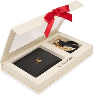 Calvin Klein Kartenetui und Schl&uuml;sselanh&auml;nger Set Ck Cardcase + Ck Key Fob LV04F0000G Schwarz