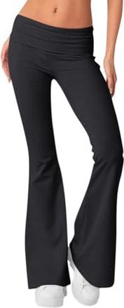 Minetom Pantalon Patte dÉléphant Femme Casual Évasé Bootcut Pilates Fitness Yoga Pants Stretch Elastique Confort Flare Leggings A Noir XL