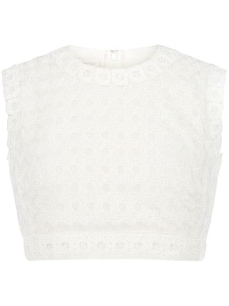 Giambattista Valli haut en maille &agrave; coupe crop - Blanc