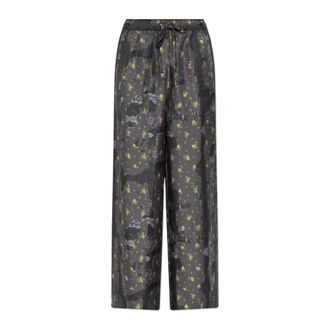 Ganni Femme, Pantalons, Gris, Taille: 42 FR Loose-fit Silk Pantalons