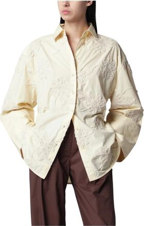 Rotate Rotate Birger Christensen, Femme, Blouses et Chemises, Jaune, Taille: 40 FR Flower Oversized Shirt