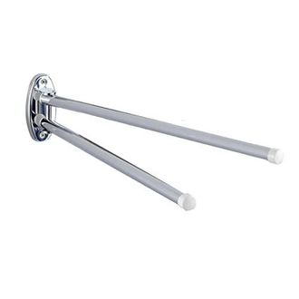 WENKO Porte-Serviettes Basic Round Acier INOX 2 Bras orientables et arrondis Brillant