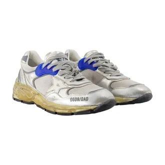 Golden Goose Womens Running Dad Sneakers - Golden Goose Deluxe Brand Leather Silver Calfskin Shoes