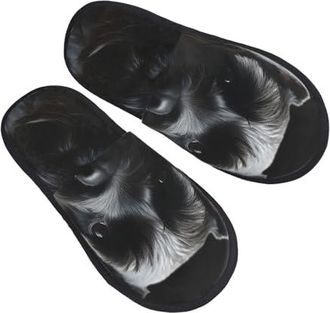 Generic Pantoufles De Voyage Schnauzer Noir L&eacute;gers Pantoufles De Maison Cozy Chaussons Maison Pour Int&eacute;rieur Homme Spa L