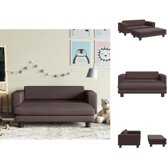 vidaXL Baby- & Kleinkindm&ouml;bel - Living Kindersofa mit Hocker Braun 100x50x30 cm Kunstleder