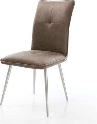 DELIFE Esszimmerstuhl Maddy-Flex Mikrofaser Taupe Vintage 4-Fuß konisch Edelstahl, Esszimmerstühle