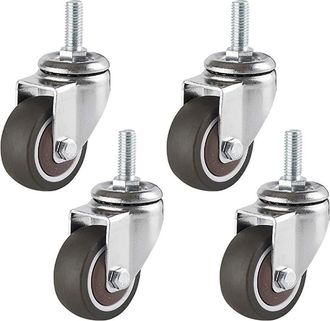 Generic LDTTYRC Lenkrollen mit Bremse, 2 Zoll, 50 mm Gummirolle, 360&deg; drehbare M&ouml;belrolle, 4er-Set, M8/M10-Standardschaft, Tragkraft 150 kg, Kugellager (4 Uni