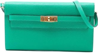 Herm&egrave;s Hobo Bags - Chevre Mysore Kelly To Go Wallet - Gr. unisize - in Gr&uuml;n - f&uuml;r Damen