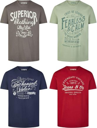 Riverso Tshirt Herren Baumwolle Regular Fit RIVLeon 4er Set Pack Rundhals Kurzarm Sommer Tee Shirt Print, Gr&ouml;&szlig;e:3XL, Farbe:Farbmix 27