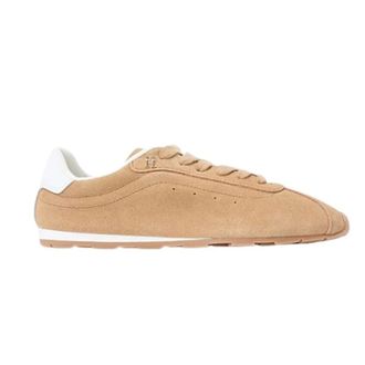 Tommy Hilfiger Femme, Chaussures, Beige, Taille: 36 EU Baskets basses en daim avec monogramme TH