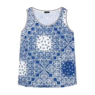 Fiorella Rubino Top en jersey avec imprim&eacute; bandana - Femme - Tops - Bleu - Taille: 44 FR