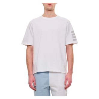 Thom Browne Homme, Tops, Blanc, Taille: XL T-shirt &agrave; manches courtes 4-Bar