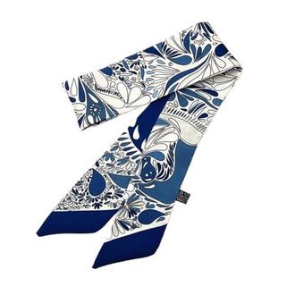 Generico Écharpe coréenne avec fleurs de noix de cajou, ruban polyvalent pour sacs, cheveux et mode printanière, Bleu marine, taille unique