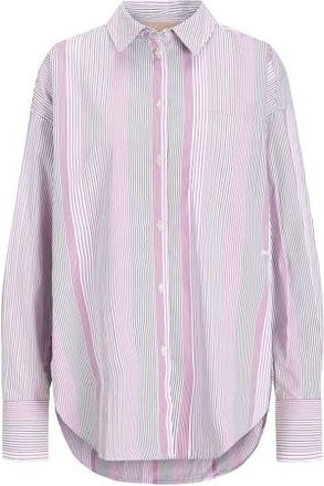 Jack & Jones JACK&JONES JXJAMIE LS Relaxed Poplin Shirt WVN Noos, Chemise Femme, Fuchsia Red/Stripes:Multi