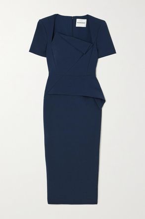 Roland Mouret Asymmetrisches Midikleid Aus Cr&ecirc;pe Mit Sch&ouml;&szlig;chen - Blau
