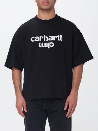 Carhartt Work in Progress Baumwoll-T-Shirt mit Logo-Print auf der Brust und &uuml;berschnittenen Schultern