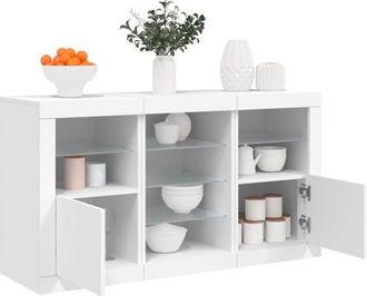 vidaXL Buffet avec lumi&egrave;res LED blanc 123x37x67 cm vidaXL