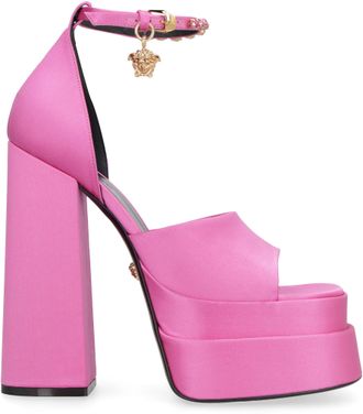 Versace Womens Medusa Aevitas Satin Sandals Pink Silk