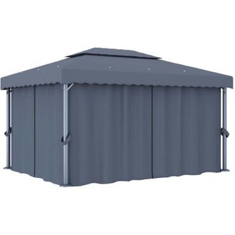 vidaXL Vidaxl - Tonnelle avec rideau 4x3 m Anthracite Aluminium