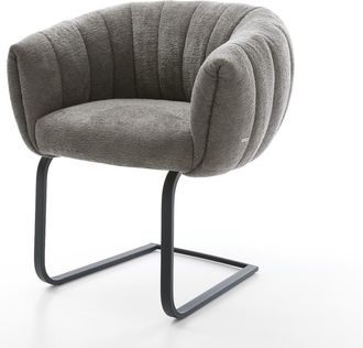 DELIFE Freischwinger Jada-Flex Boucl&eacute; Soft Schlamm Freischwinger flach Schwarz Taschenfederkern, Esszimmerst&uuml;hle