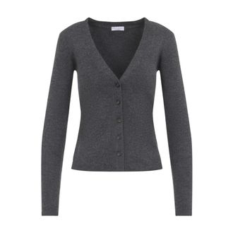 Brunello Cucinelli Funkelnder Kaschmir Leichtes Rippstrick-Cardigan - - Knitwear - Damen - Grau - XS