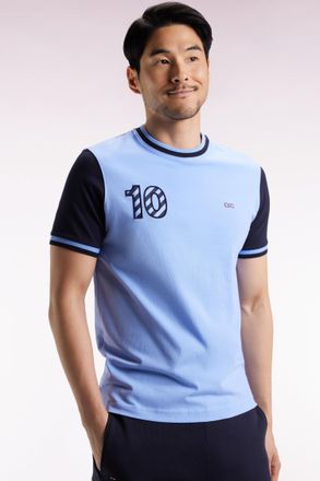 Eden Park T-shirt Bicolore &Agrave; Manches Courtes En Coton Ciel Broderie 10