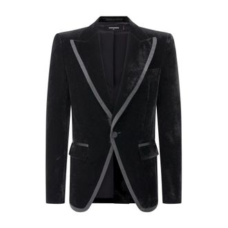 Dsquared2 Homme, Vestes, Noir, Taille: XL Blazer en velours luxueux avec détails en satin