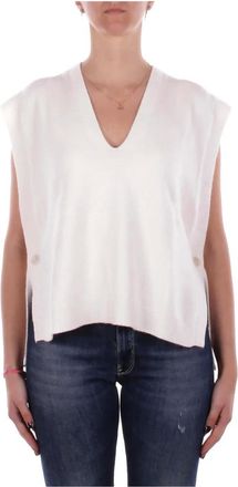 Manila Grace Femme, Pulls, Beige, Taille: 40 FR Haut en maille &agrave; col en V