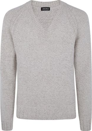 Ermenegildo Zegna Homme, Pulls, Gris, Taille: S Pull de Luxe en Cachemire et Laine &agrave; Col V