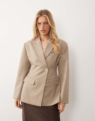 Gina Tricot Gina Tricot - Blazer structur&eacute; &agrave; &eacute;paulettes - Beige clair-Neutral